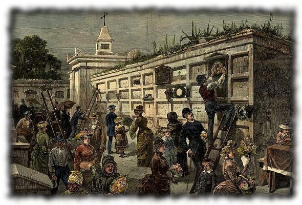 All Saints Day New Orleans Decorating Tombs by John Durgan from Harpers ...